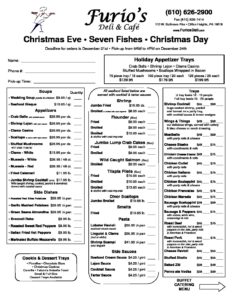 Furios Holiday Menu 65lb Green 101221 LE | Furio's Deli & Catering